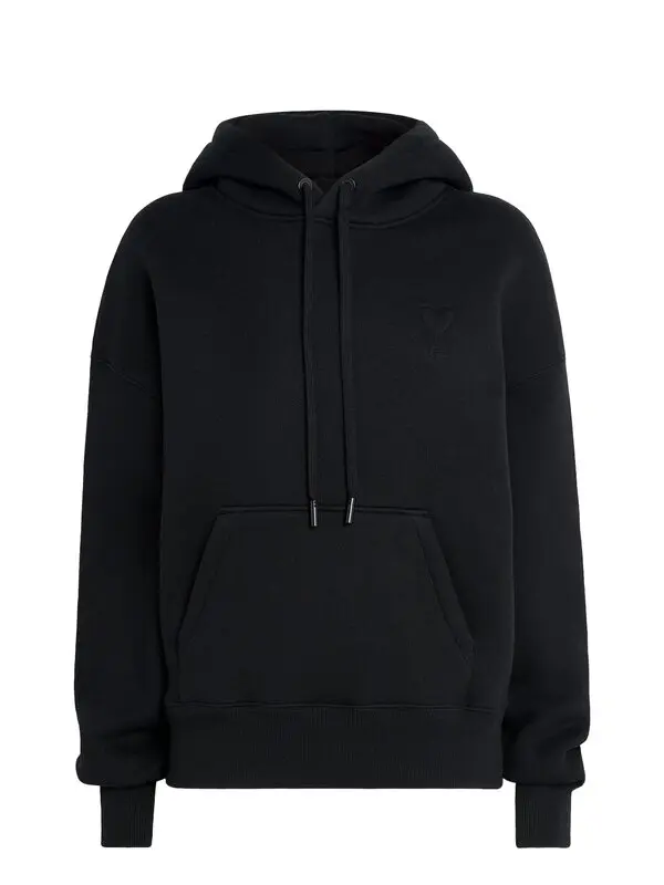 AMI Paris Cotton Embossed De Coeur Hoodie - Black