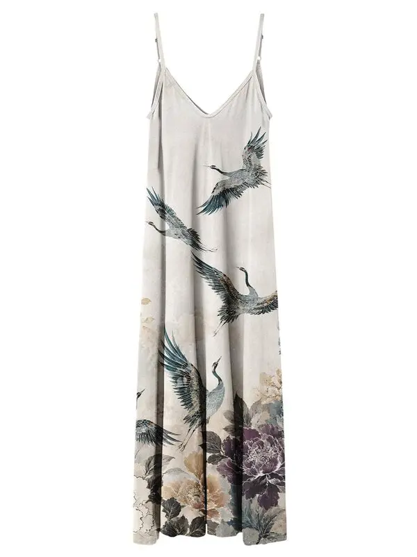 ALOHA FROM DEER Flying Cranes Maxi Dress - Grey