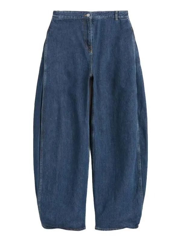 Cos Pleated-panel Denim Barrel-leg Pants - Blue