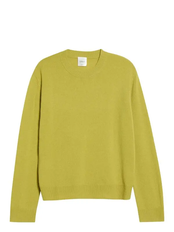 LESET Jesse Wool Crewneck Top - Chartreuse