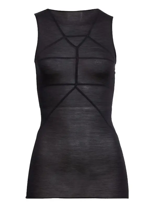 Rick Owens Temple Wool & Silk Tank - Black