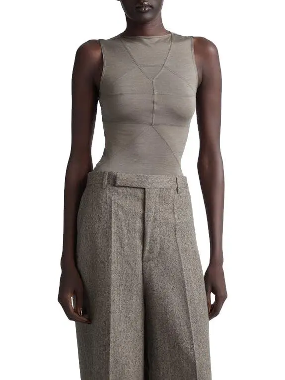 Rick Owens Temple Wool & Silk Tank - Dust
