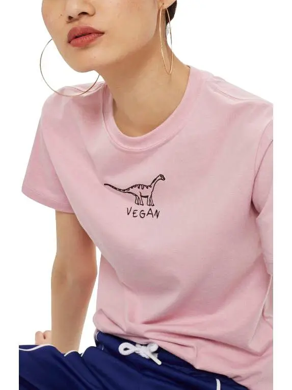 Topshop By Tee & Cake Vegan Dino T-shirt - Pink