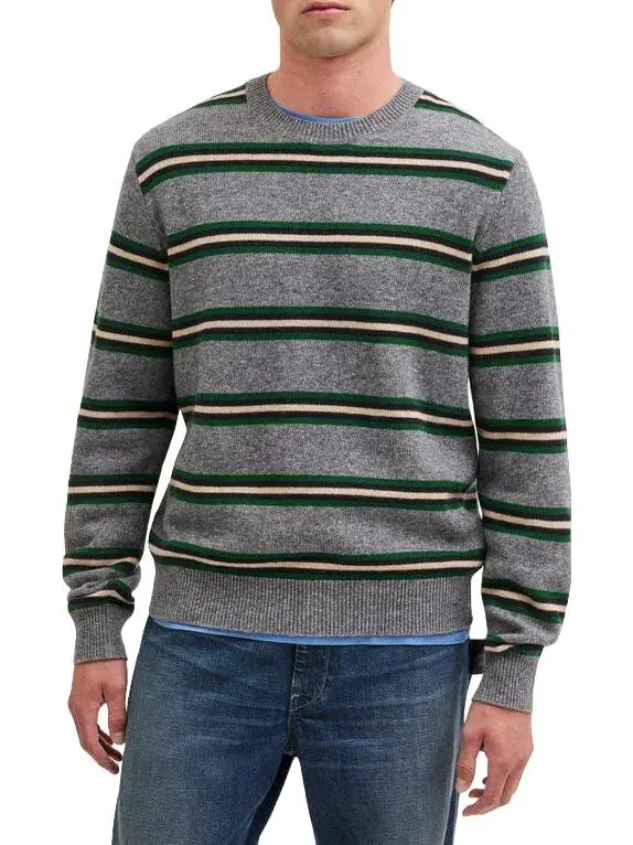 Madewell Frances Stripe Crewneck Sweater - Heather Grey