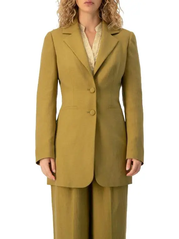 IVONNE Two-button Single-breasted Fitted Tailored Blazer - Green