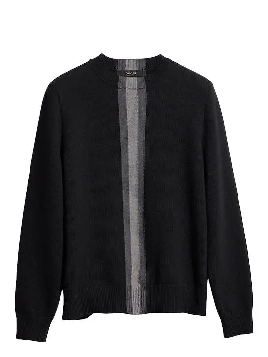 Gucci Knit Wool Sweater With Muted Web - Black