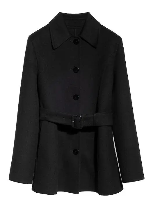 Gucci Wool Silk Coat With Gg Inside - Black