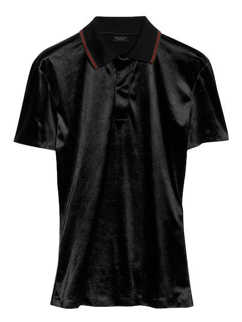 Gucci Stretch Satin Jersey Polo Shirt - Black