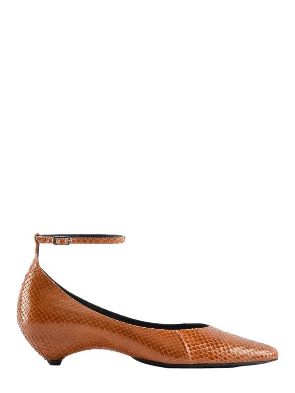 JUDE Mode Ballerina In Python Leather - Tan