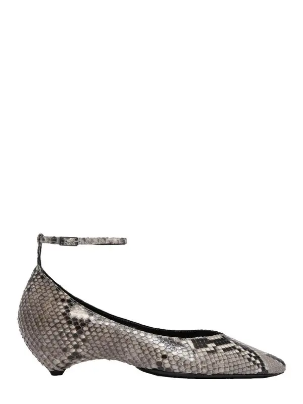 JUDE Mode Ballerina In Stone Python Leather - Grey
