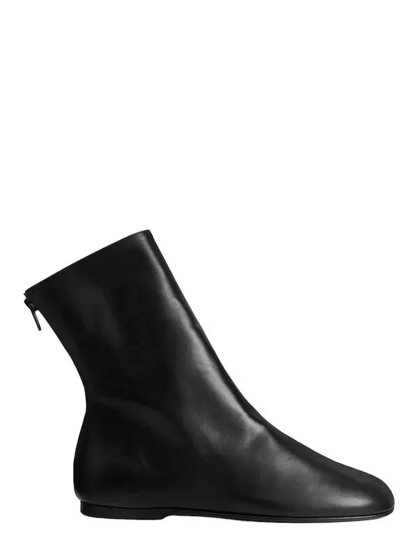 JUDE Floor Ankle Boot In Smooth Leather - Black