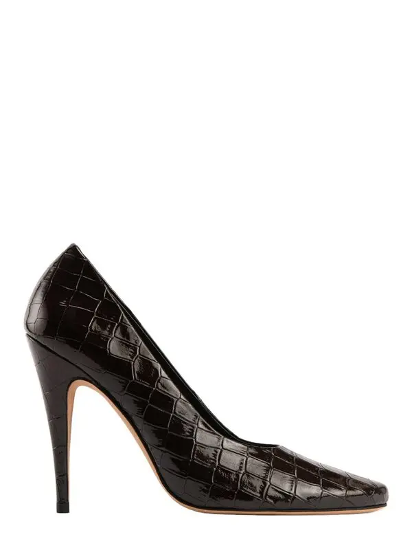 JUDE Jerry Pump Dark Croc Embossed Patent Leather - Brown