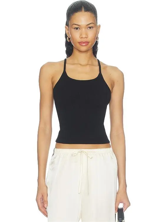 Donni. The Rib Spaghetti Tank In Black - Jet