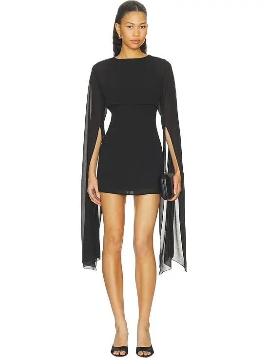 MORE TO COME Cloie Cape Mini Dress - Black