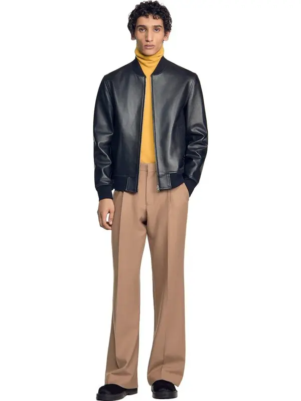 Sandro Leather Jacket - Black