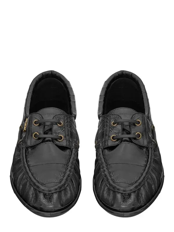 Saint Laurent Le Loafer Boat Shoes In Hagfish - Black