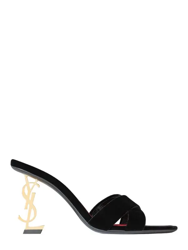 Saint Laurent Opyum Mules In Velvet - Black