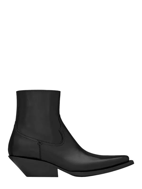 Saint Laurent Dylan Booties In Smooth Leather - Black