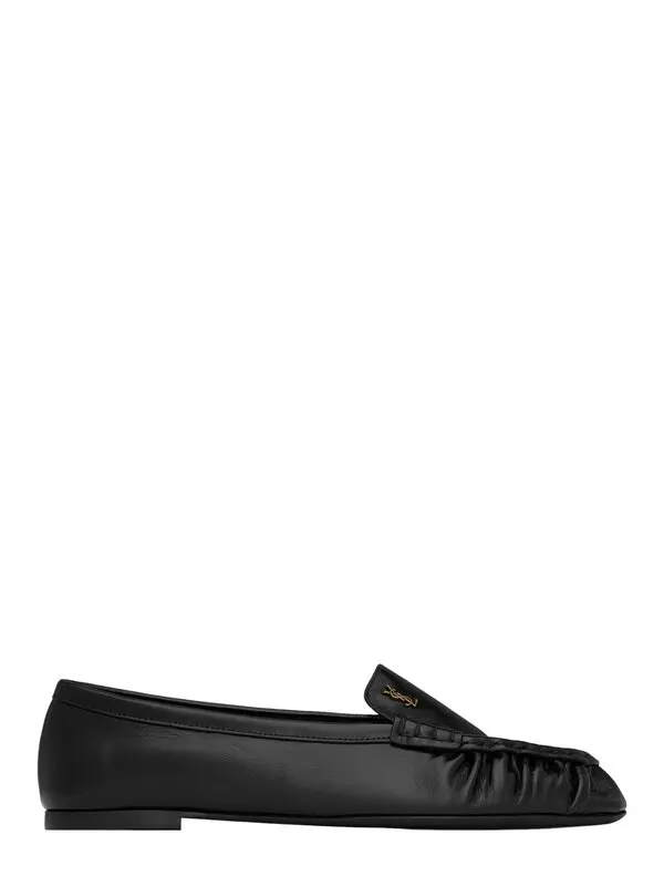 Saint Laurent Loaferino Ballerinas In Smooth Leather - Black