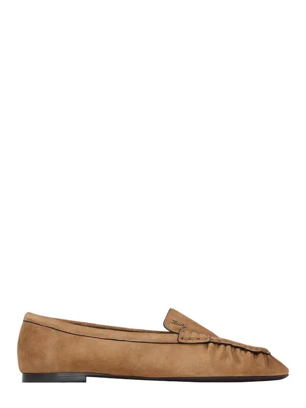 Saint Laurent Loaferino Ballerinas In Suede - Faded Rock