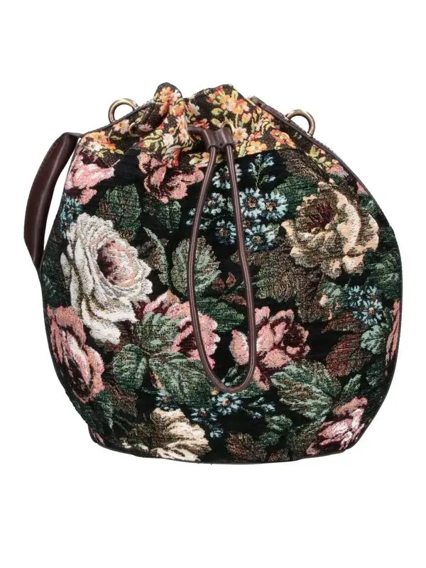 Dries Van Noten Medium Bucket Bag "floral - Black