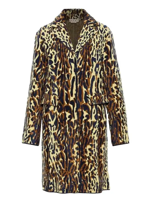 Marni Yellow Animal-print Wool Chenille Coat - Multi