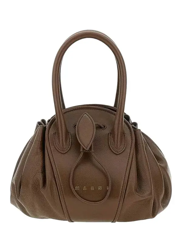 Marni Tulipa Small Leather Handbag - Brown