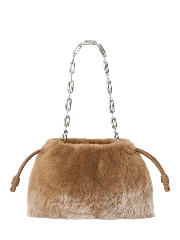 Loewe Medium Flamenco Purse In Gradient Shearling - Camel