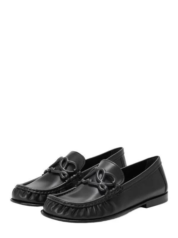 Loewe Double L Loafer In Soft Leather Skin - Black