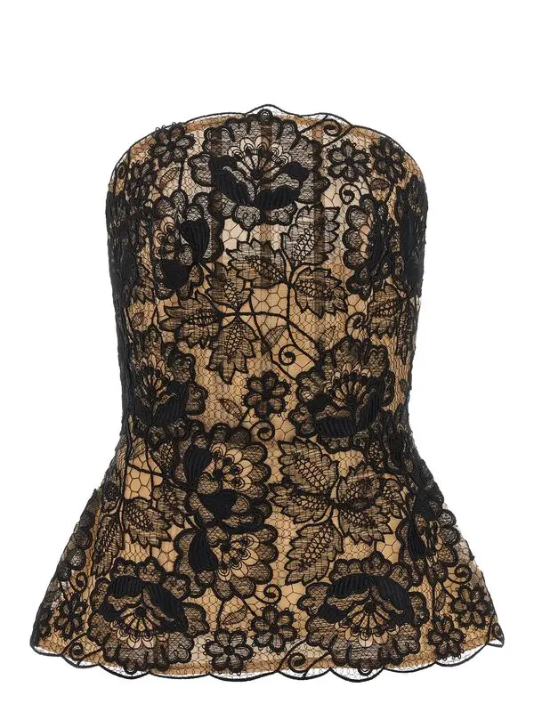 Elie Saab Guipure Lace Corset - Black