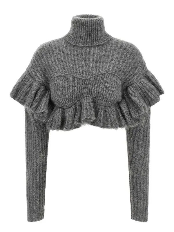 Elisabetta Franchi Ruffle Sweater - Gray