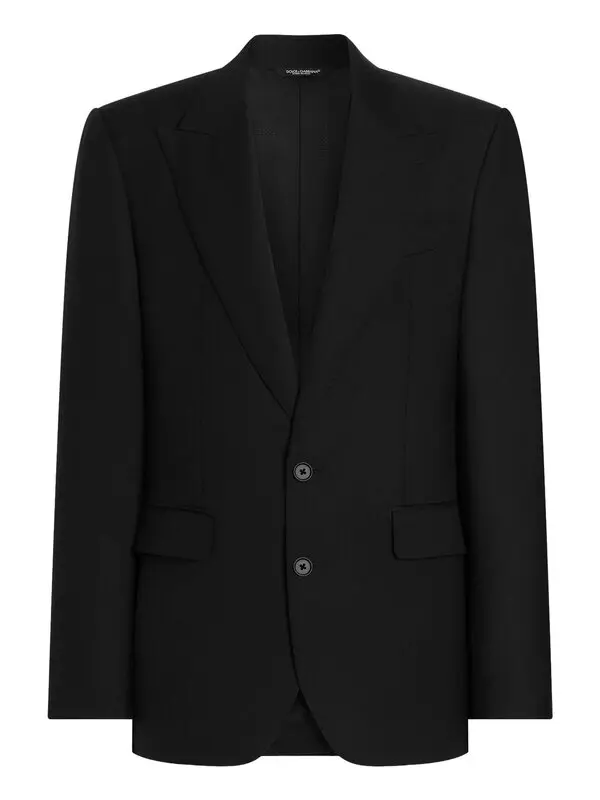 Dolce & Gabbana Sicilia Light Single-breasted Jacket In Virgin Wool - Black