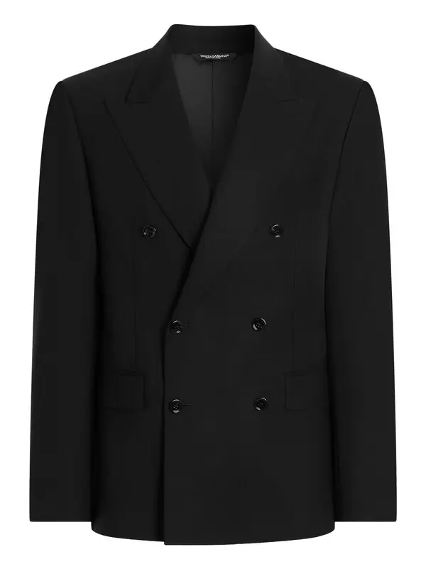 Dolce & Gabbana Sicilia Light Double-breasted Wool Jacket - Black