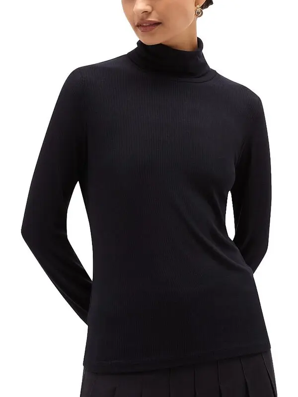 HOBBS LONDON Kiera Ribbed Roll Neck Top - Hobbs Navy