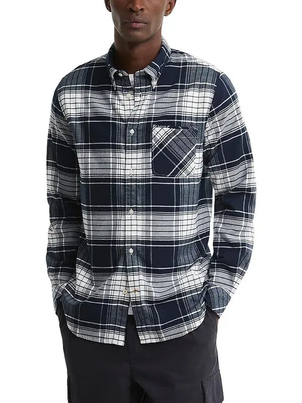 Barbour Embergate Cotton Flannel Check Shirt - Navy