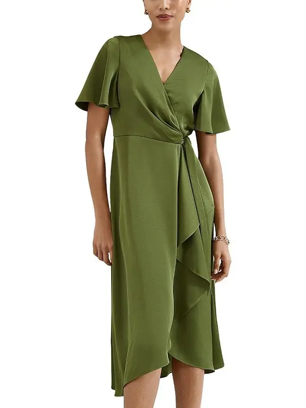 PHASE EIGHT Julissa Satin Wrap Dress - Green