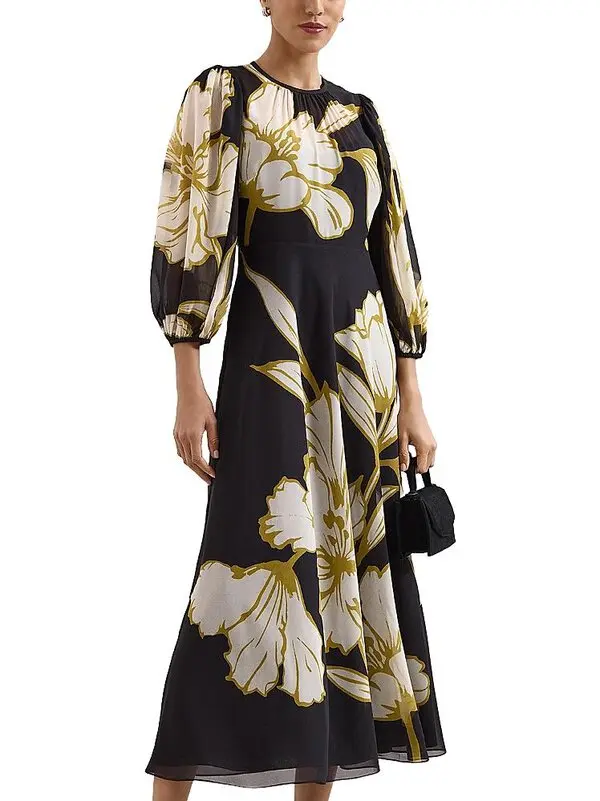 PHASE EIGHT Eve Blouson Sleeve Maxi Dress - Black Multi