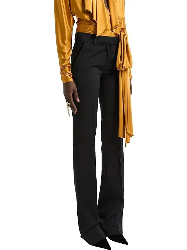 Balmain Low-waisted Wool Satin Trousers - Black