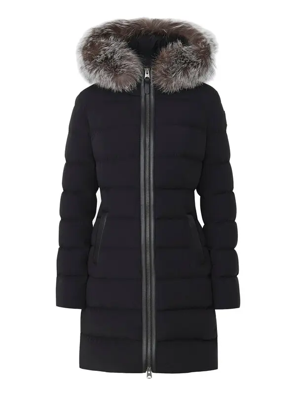 Mackage Calla-xz Down Coat With Removable Silverfox Fur Trim - Black-silver