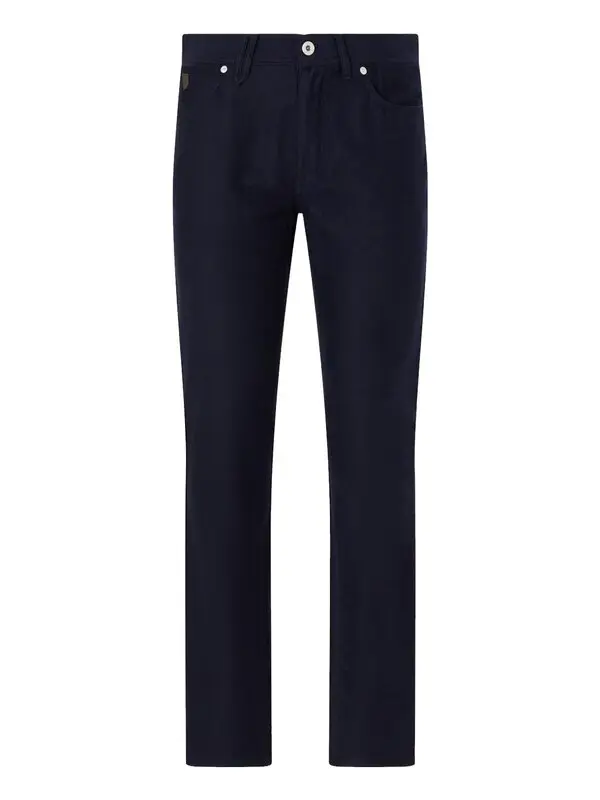 Brioni Straight-leg Cotton-moleskin Trousers - Blue