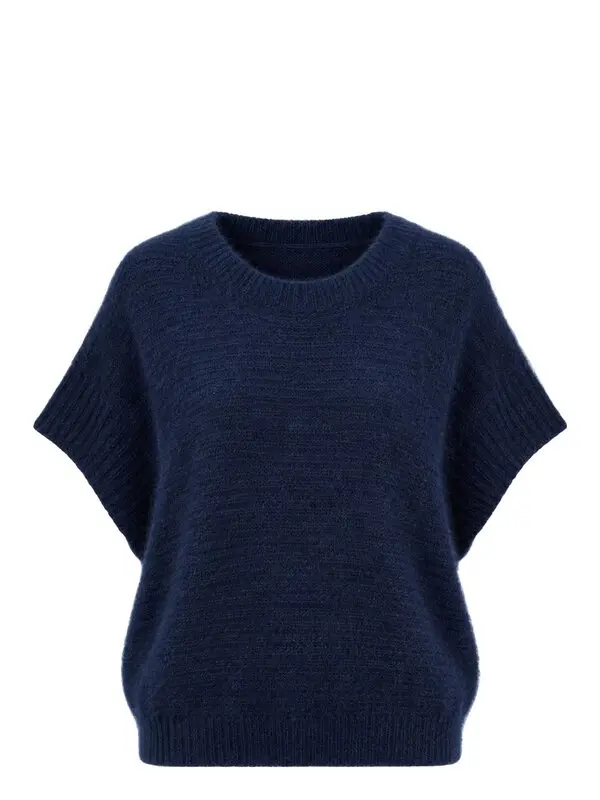 LUELLA FASHION Moffat Mohair Blend Poncho Navy - Blue