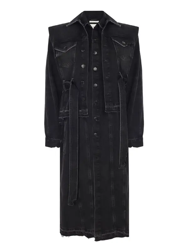 IN.K II Double Layered Knee-length Denim Jacket - Black