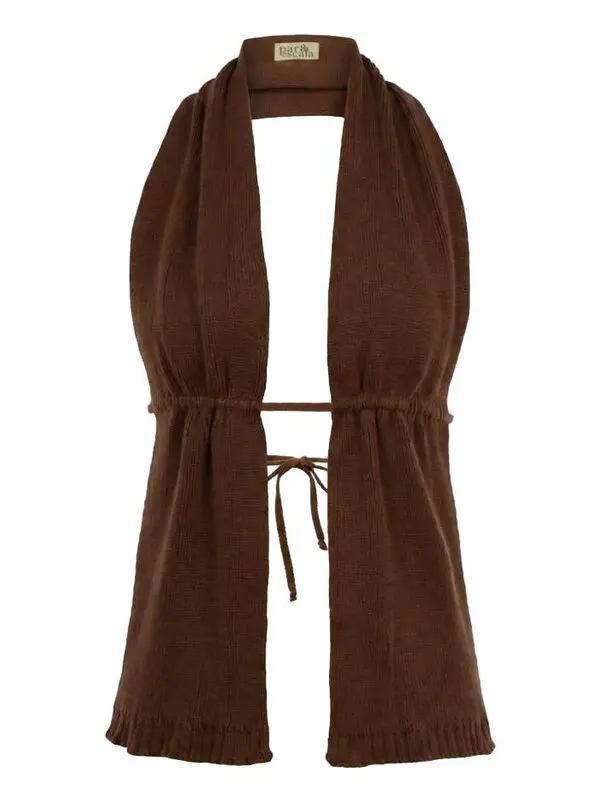 PAR Y ESCALA Open Back Knit Olo Top - Brown