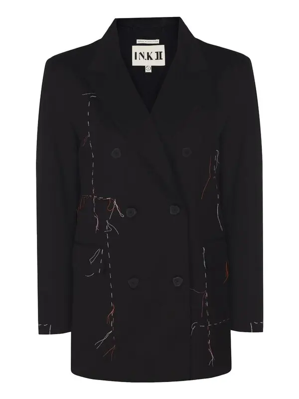 IN.K II Hand-color Stitch Loosefit Blazer - Black