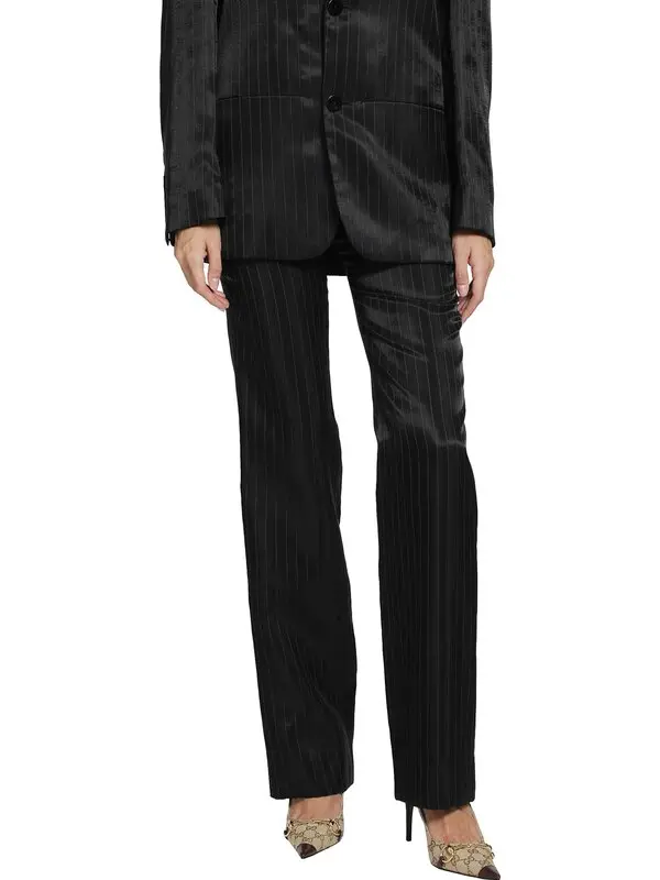 Gucci Pinstripe Wool Silk Trousers - Black