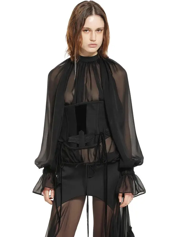 ANN DEMEULEMEESTER Celin Balloon Top - Black