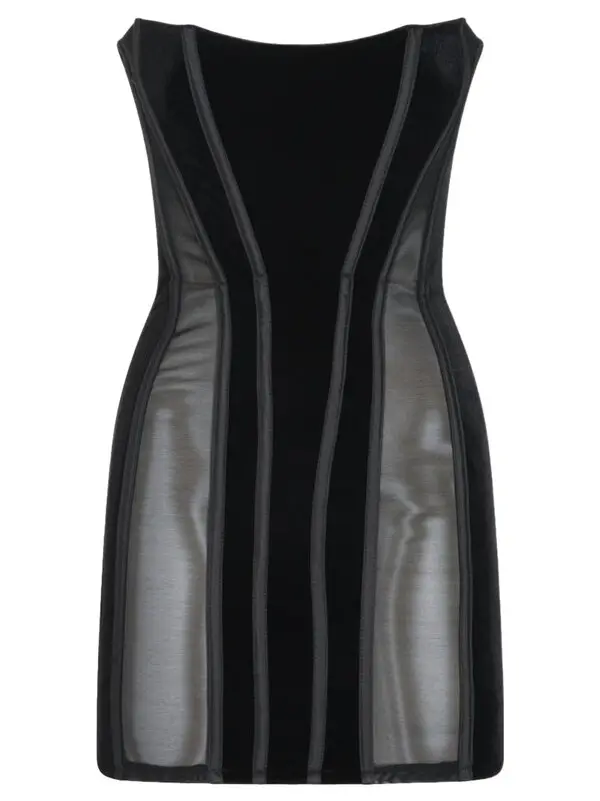 Elisabetta Franchi Strapless Mini Velvet Dress - Black