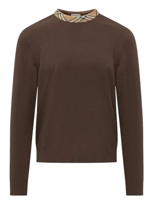 Burberry Check-trim Long Sleeve T-shirt - Brown