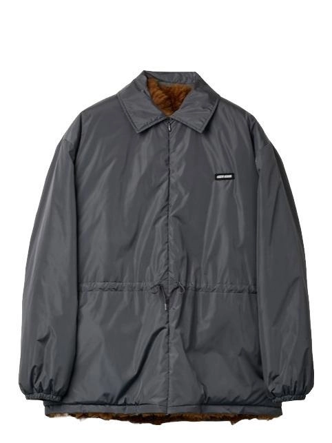 Miu Miu Technical Fabric And Shearling Blouson Jacket - Hematite