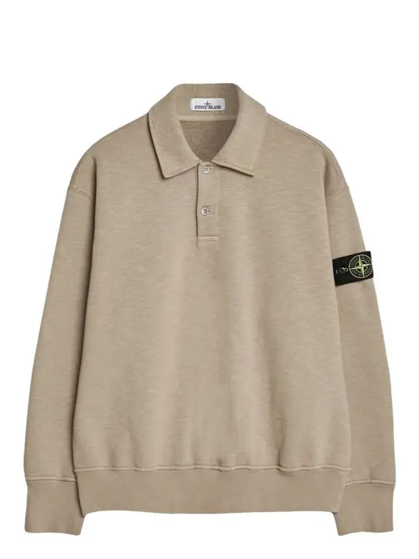 Stone Island Long-sleeve Polo-collar Sweatshirt - Brown